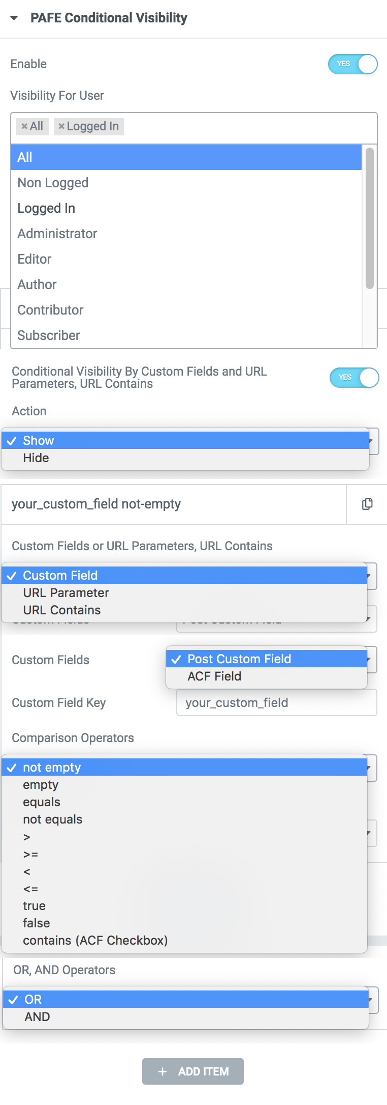 Conditional Visibility - PAFE