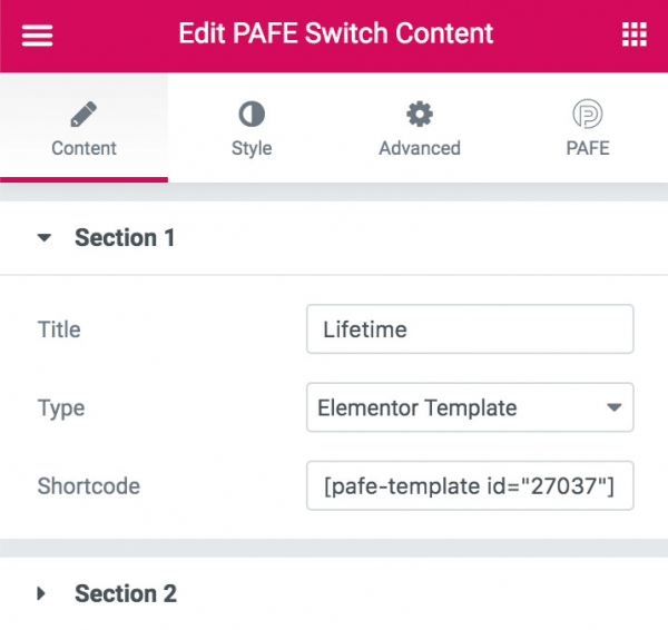 Switch Content - PAFE