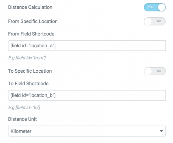 How to calculate distance in form - PAFE